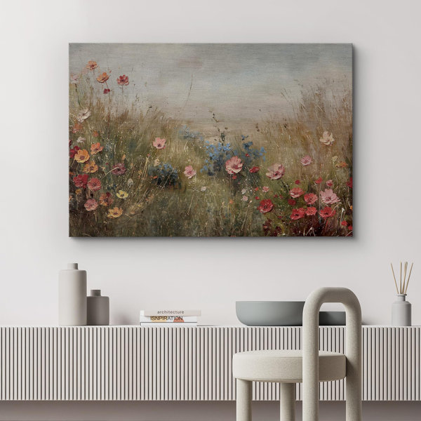 IDEA4WALL " Wildflower Whispers Rustic Countryside Nature Landscape Serene Relax Calm Vintage ...